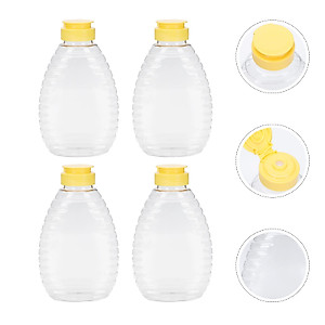 Cabilock Refillable Squeeze Honey Bottle 4Pcs Plastic Honey salad dressing bottle honey storage bottle plastic squeeze dispenser Jar Empty Squeeze Ketchup Squeeze Bottle