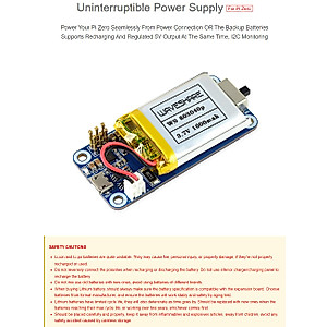Waveshare UPS HAT (C), Compatible with Raspberry Pi Zero Series Board, 5V Uninterruptible Power Supply Module, Multi Battery Protection Circuits, Without Battery