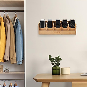 EcoChum Bamboo Belt Organizer Box - Storage Grid to Display 5 Belts - Belt Organizer for Closet and Drawer Organizers, Mount Rack for Wall - Belt Holder for Men and Women (Natural Bamboo)