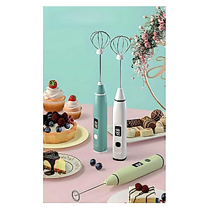 Electric Rechargeable Drink Mixer for Matcha Greens Protein Hot Chocolate drinks | Egg Beater for Baking | 3 Speed Immersion Blender (White)