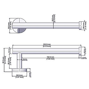 Fretech Black Hand Towel Holder，Hand Towel Bar Matte Black Hand Towel Rack 9Inch Bathroom Stable and Durable Stainless Steel Wall Mount Towel Ring Hb-105-D3