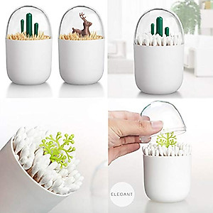 HomDSim 2 Pack Creative Cotton Swab Holder,Cotton Bud Small Q-Tips Toothpicks Brushes Holder Box Case Storage Organizer Jar with Clear Lid Dustproof Cover