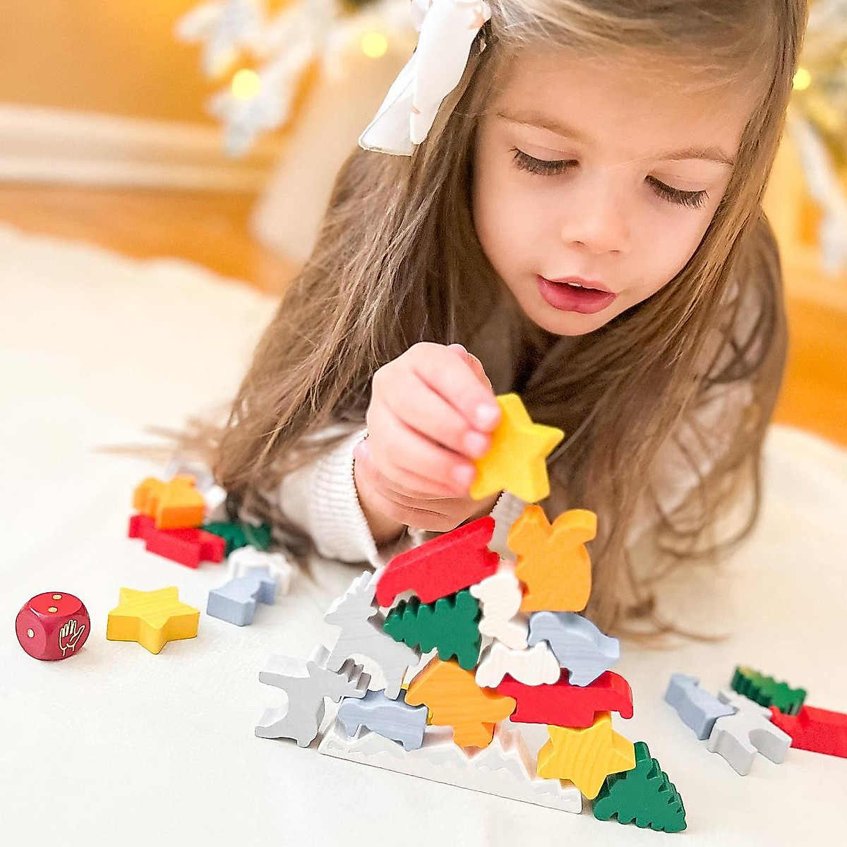 HABA Animal Upon Animal Christmas Limited Edition Wooden Stacking Game in Collector's Tin - Fun Games with Wooden Animals & Christmas Games