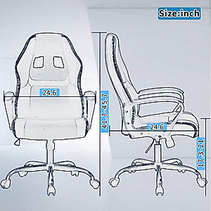Office Chair Gaming Chair Desk Chair Ergonomic Computer High Back Rolling Executive Chair with Lumbar Support and Comfort Armrest Swivel PU Leather Task Cheap Office Chair for Men Women, Black