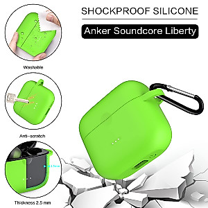 Alquar for Anker Soundcore Liberty Air 2 Case Cover, Silicone Anti-Dust/Scratchproof/Protective Skin Case for Soundcore Liberty Air 2 Wireless Earbuds with Keychain [Front LED Visible] (Green)