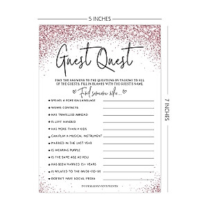 Your Main Event Prints Bridal Shower Games (Set of 6 Fun Activities for 25 Guests) - Pink Glitter Theme - Printed Front and Back, One Game Per Side