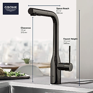 GROHE 30271A00 Essence Dual Spray Pull-Out Kitchen Faucet Hard Graphite (Polished Black)