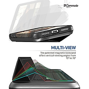 VENA vCommute Wallet Case Compatible with Apple iPhone SE3 2022 / SE 2020, iPhone 8 7 (4.7"-inch), Flip Leather Cover Card Slot Holder with Kickstand - Space Gray