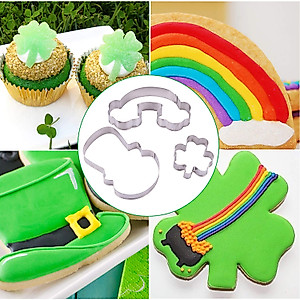 16PCS St.Patrick's Day Cookie Cutter Set Irish Party Supplies - Shamrock Leprechaun Coin Rainbow Beer Flag Horseshoe Design