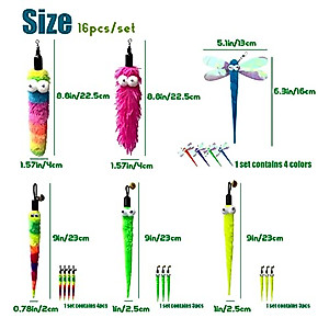 Cat Worm Toy Refills Cats Teaser Toys Cat Wand Refill Wand Replacement Cat Wand Attachments Cat Fishing Pole Toy Refill 16Pcs Cat Worms Refill,Cat Wand Toy Assorted Teaser Refills