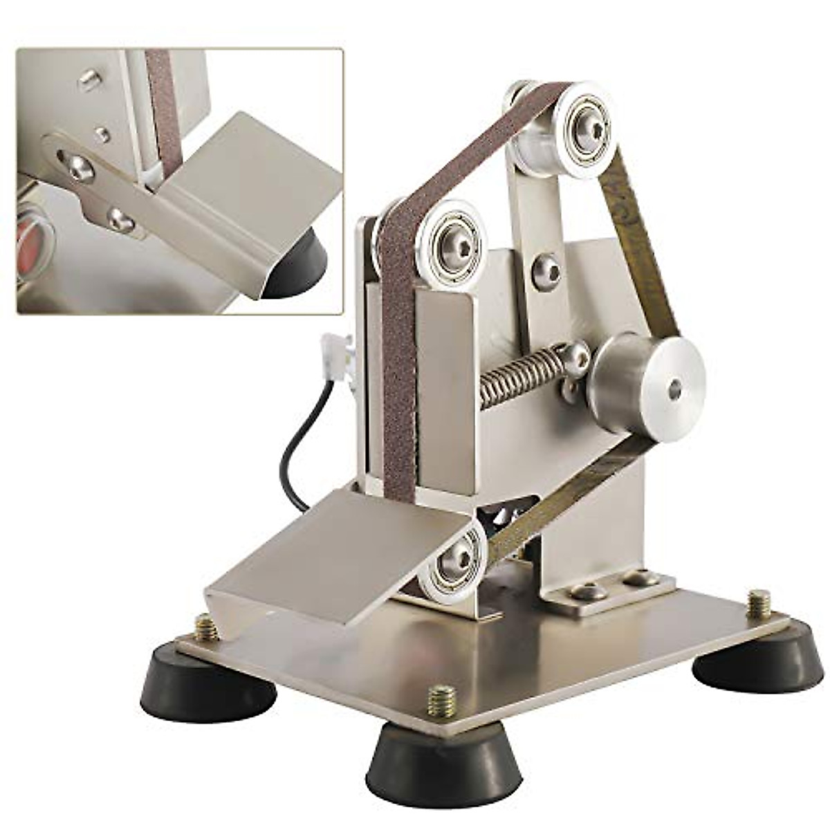 DIY Mini Electric Belt Sander Multifunctional Grinding Machine, Electric Knife Apex Edge Sharpener, Small DIY Polishing Machine with 10 pcs Sand Belts