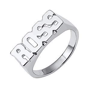 AILIN 925 Sterling Silver/Brass Name Ring Personalized Year Initial Statement Rings Gold/Rose Gold Color Party Birthday Jewelry With Gifts Box For Men Women