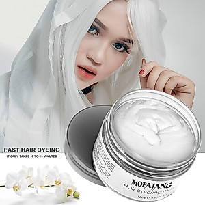 Temporary Hair Color Wax 4.23 oz-Instant Hairstyle Cream Hair Pomades Hairstyle Wax for Party Cosplay Easy Cleaning (1, White)