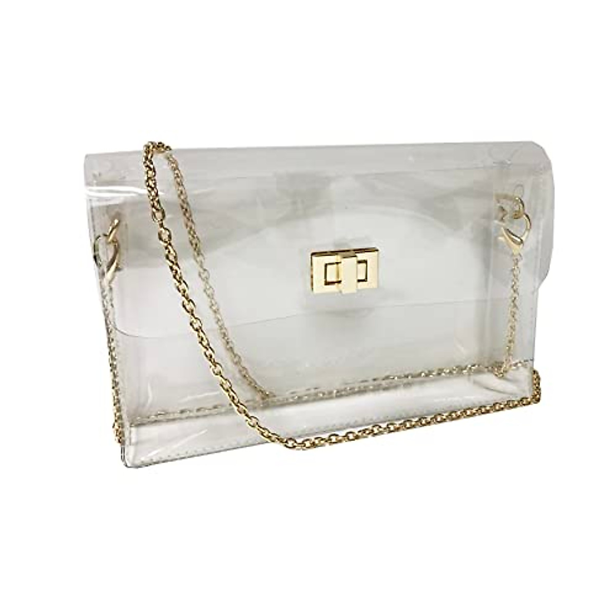 expouch Clear Purse Crossbody Shoulder Bag Handbag for Women, Stadium Approved (gold)