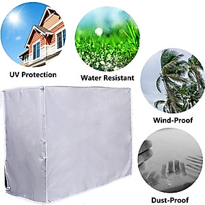 Air Conditioner Cover, Outdoor Rectangle Anti-Snow Waterproof Home Use - Silver (Size: 37x15.7x28.7inch)