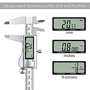 Proster Digital Vernier Caliper 6inch/150mm + 32 Feeler Gauges Dial Calipers Electronic Caliper Fractions/Inch/Metric Calipers Measuring Tool for Length Width Depth Inner/Outer Diameter