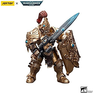 LEBOO JOYTOY Warhammer 40k Adeptus Custodes Custodian Guard with Sentinel Blade and Praesidium Shield 1/18 Scale Action Figure 4.88in Height Joy Toy Models