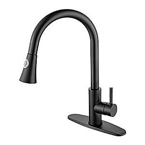 GUSITE Kitchen Sink Faucet, 304 Stainless Steel Single Handle Pull Out Kitchen Faucet with Pull Down Sprayer, Deck Plate, 1 or 3 Hole for Camper Farmhouse RV Kitchen Sink