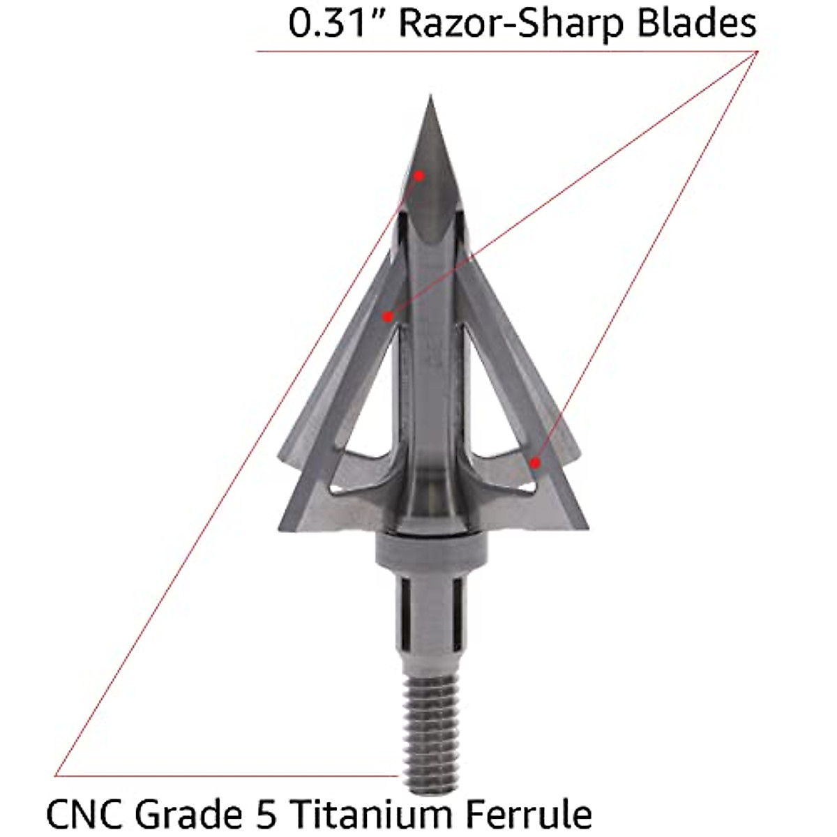 NAP New Archery Products New Archery ProductsQuadcutter Compound 100 Grain Big Game Hunting Fixed Blade 3 Pieces Broadhead Set