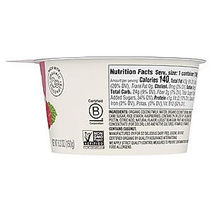 So Delicious Dairy Free Coconut Milk Yogurt Alternative, Raspberry, Vegan, Non-GMO Project Verified, 5.3 oz.