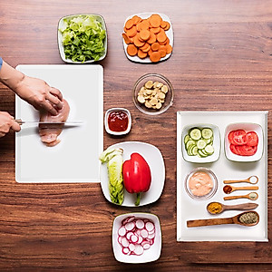 ZVP Disposable Cutting Boards 30 Count, Collapsible Cutting Board Sheet with Built-in Crease, Flexible Plastic Cutting Mat for Kitchen and Commercial Use, 17 x 12 In White