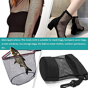 FSWCCK Black Mesh Fabric, 62 x 59 Inch Soft Mesh Netting Slightly Stretchy for Shopping Bag, Backpack Pocket and Straps and Netting Clothes