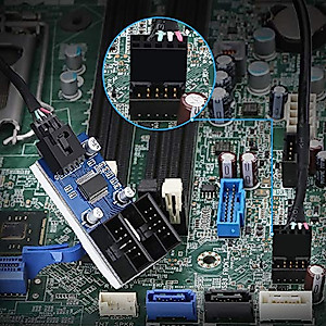 ELECTOP 9 Pin 2 in 1 Internal USB Splitter Cable, 9 pin USB Header Male 1 to 2 Female Extension Connector Adapter, USB 2.0 HUB Connector Port Multiplier PWM Fan Splitter Cable (30cm/0.98ft)