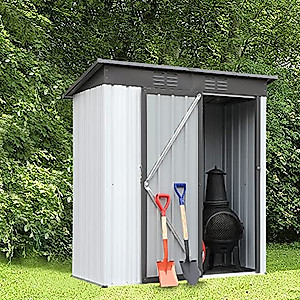Morhome Outdoor Storage Shed,Outdoor Steel Storage Metal Shed for Garden and Tools with Swinging Double Lockable Doors