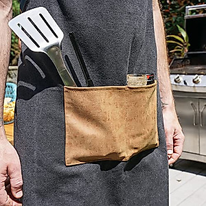 Foster & Rye Grilling Apron with Pocket, Canvas Apron for Men with Adjustable Strap, BBQ & Grill Accessories for Indoor & Outdoor Cooking, 35" x 26.75", Black