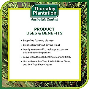 Thursday Plantation Tea Tree Face Wash Foam, Gentle Soap-Free Skin Cleanser, 5.1 fl oz