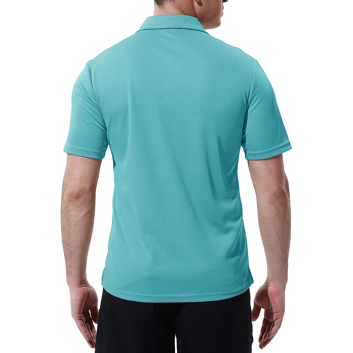 Rdruko Men's Polo Shirts with Pocket Short Sleeve Dry Fit Golf Sports Collared Shirts(Ocean Blue, US XL)