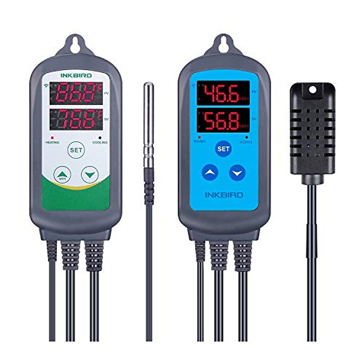 Inkbird WiFi ITC-308 Digital Temperature Controller with WiFi IHC-200 Humidity Controller with Outlet for Mushroom Humidifier Dehumidifier Reptile Greenhouse Home Brewing