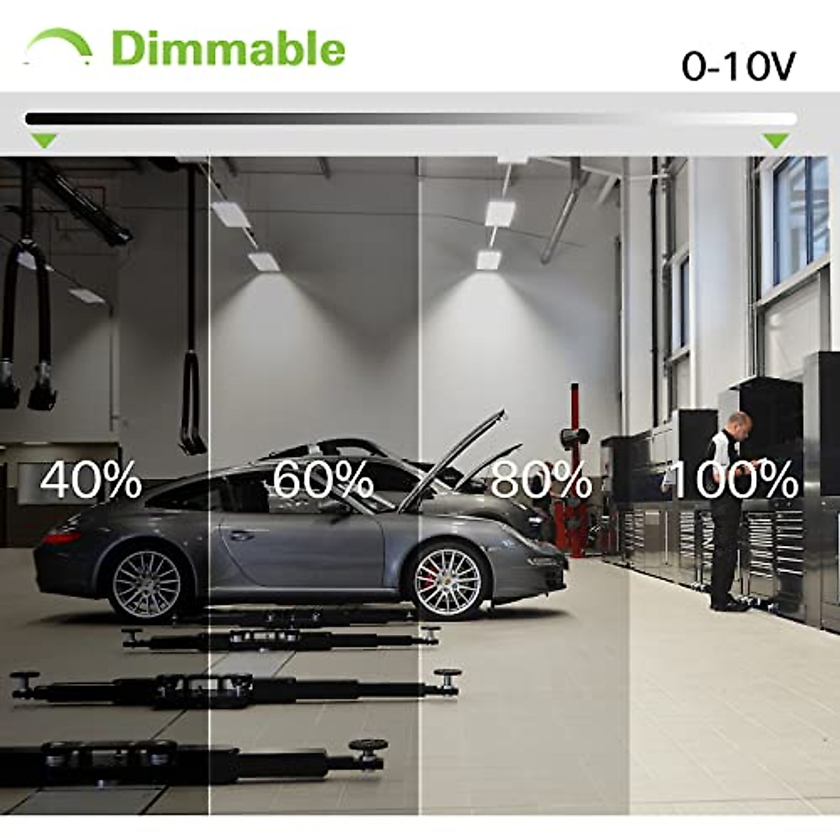 hykolity 2 Pack 4FT LED Linear High Bay Shop Light, 300W LED Shop Light, 37500lm 125LM/W, 100-277V, 0-10V Dim, 5000K Daylight Linear Hanging Light for Warehouse Workshops, UL Listed, 5 Years Warranty