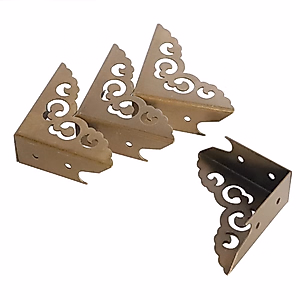 glrovazas Metal Corner Guard Zinc Alloy Box Corner Protector Decorative Edge Cover Safety Guard Cabinet Furniture Corner Metal Bumpers Pack of 4