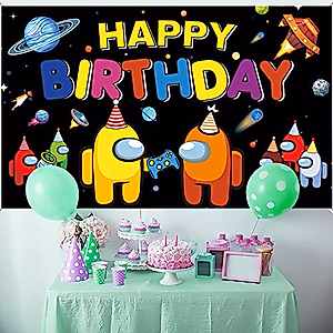 Among Us Birthday Decoration-Among Us Game Background Banner for Men Boy Kids’ Game Theme Birthday Party Decoration (5x3ft)