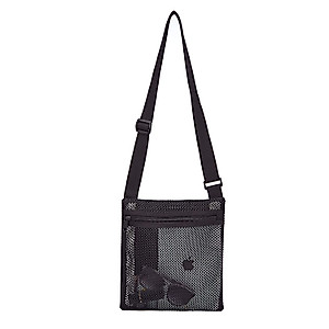 USPECLARE Heavy Duty Semi-Transparent Mesh Purse, 10" L x 9" H See Through Mesh Crossbody Bag with Inner Pocket for Swimming, Travel, Beach (Black)