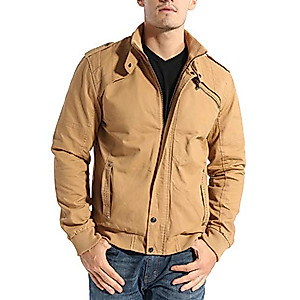 Buytop Men's Casual Winter Cotton Military Jackets Outdoor Full Zip Army Coat(813Black-M)