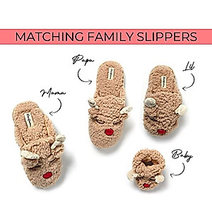 Dearfoams Matching Family Holiday Christmas Reindeer & Turkey Scuff Slipper, Kids Reindeer, US 7-8 Unisex Toddler