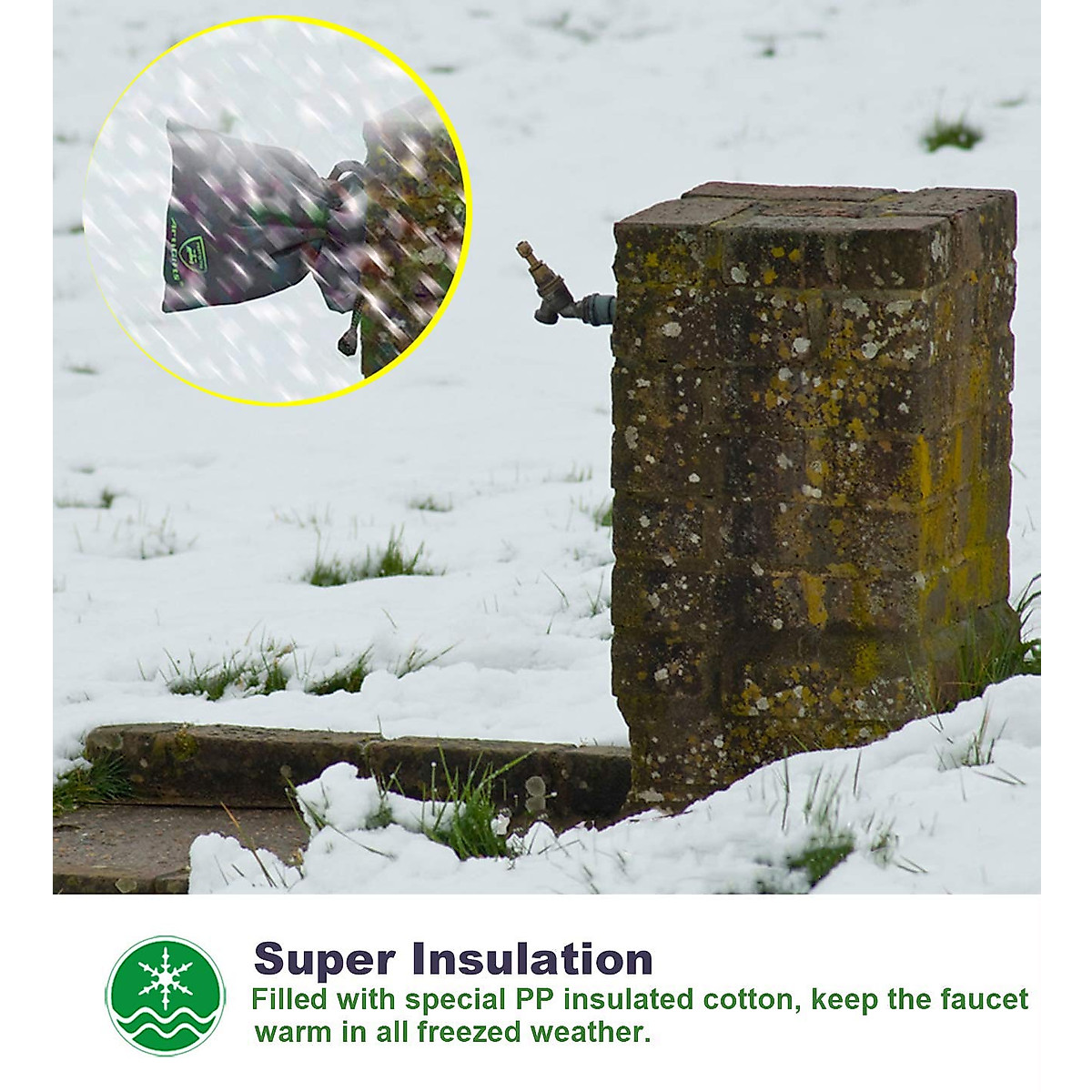 ArtiGifts Pro Outdoor Faucet Cover Socks for Winter Freeze Protection, 5.9" W x 7.7" H, Black, Set of 2