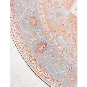 Unique Loom Baracoa Collection Area Rug - Miramar (8' 4" Round, Rust Red/ Blue)