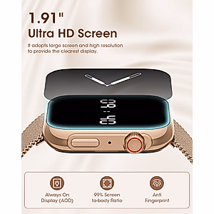 Smart Watches for Women, 1.91" HD Fitness Tracker Watch with Blood Pressure/Heart Rate Monitor, Bluetooth 5.3 Make Calls Smart Watch for Android/iOS Phones, IP68 Waterproof Fitness Watch for Women