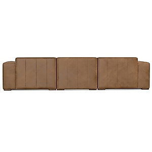SIMPLIHOME Rex Left-Facing Modular Sectional Sofa in Full-Grain Genuine Leather, Caramel Brown, 122-inches Wide, Handcrafted Modern-Style 4-Seater L-Shaped Leather Couch with Left Chaise
