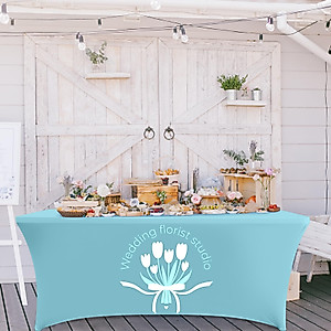 Custom Table Cloth with Business Logo Custom Tablecloth Custom Table Runner with Business Logo Promotional Items Your Logo Table Banner Sign Personalized Table Cloth (Rectangular Spandex 6 FT)