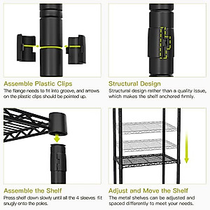 Ulif F2 Closet Garment Rack, 5 Tiers Heavy Duty Clothes Storage Organizer with 2 Hanger Rods for Bedroom, Free-Standing and Height Adjustable, 44.8”L x 14.5”D x 79.3”H, Black