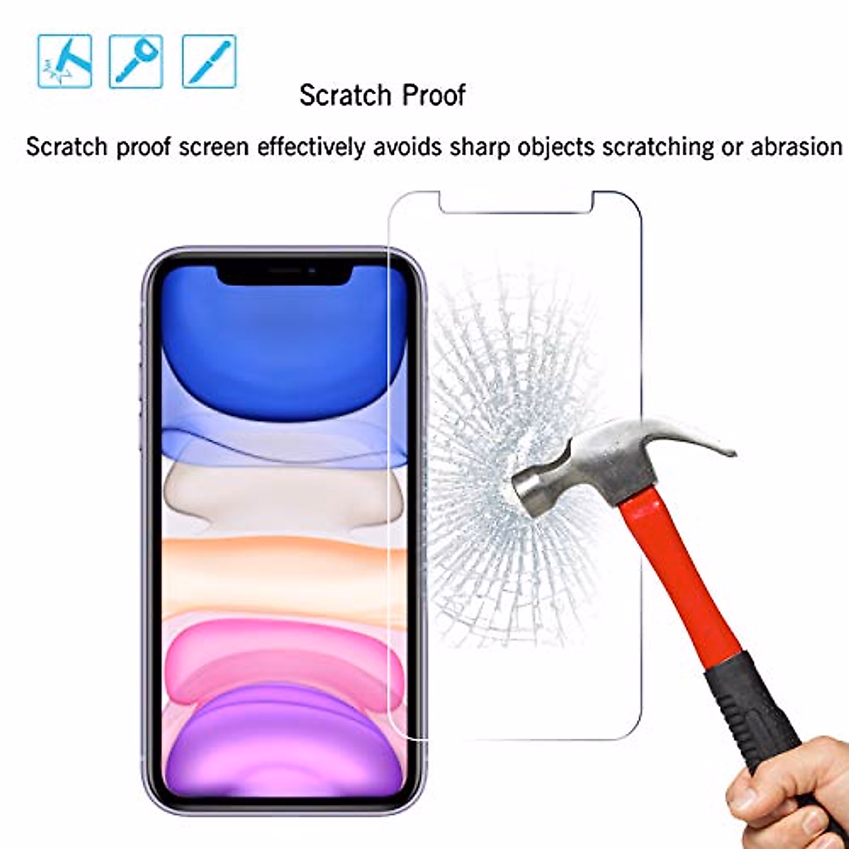 Ailun 2Pack Screen Protector Compatible for iPhone 11[6.1 inch] + 2 Pack Camera Lens Protector,Tempered Glass Film,[9H Hardness] - HD