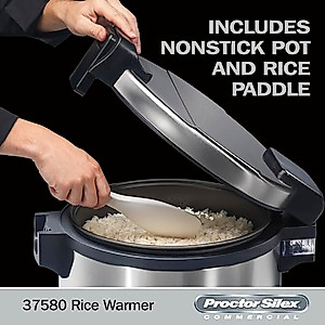 Proctor Silex Commercial 60 Cup / 14 Liter Rice Warmer, Double-Wall Insulated, Heated Hinged Lid, Nonstick Pot, Maintain Food Safe Temperatures Up to 12 Hours, Conforms to NSF, 37580