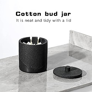 Bathroom Accessories Set, 5PCS Modern Bathroom Accessory Set with Tray, Mouthwash Cup & Toothpaste Holder & Qtip Holder, Soap Dispenser (Black)