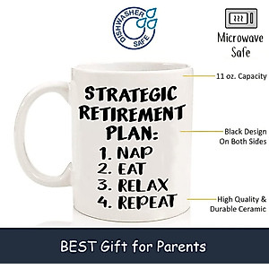 Generic Funny Coffee Mug Retirement Gifts for Women Men, white 11 Oz Funny Mug Strategic Retirement Plan Nap Eat Relax Repeat, Retirement Gifts for Women, Funny Gift for Gag Gift, Elephant, Christmas