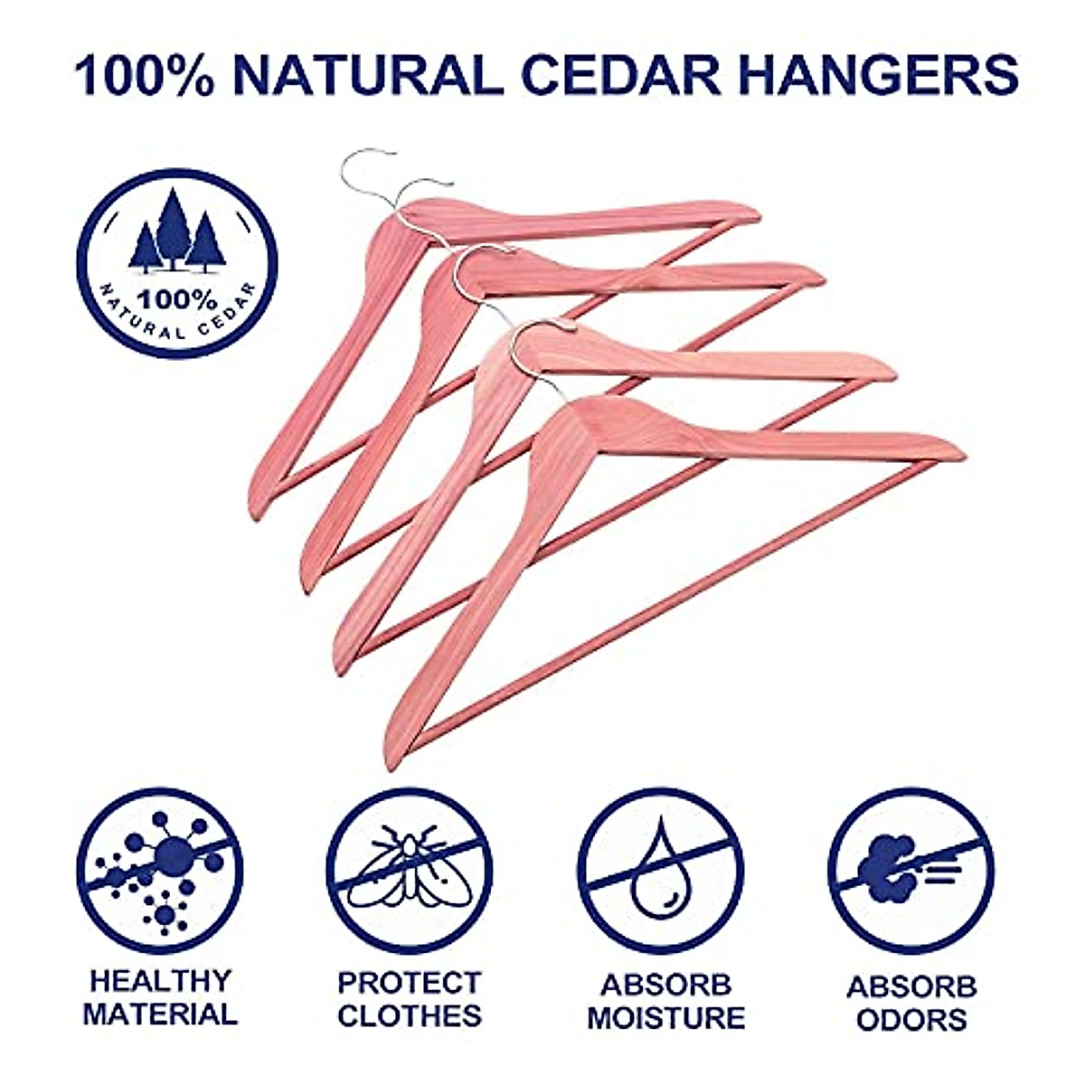 FairyHaus Natural Cedar Wooden Coat Hangers 18Pack & Wicker Baskets for Organizing 3Pack