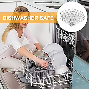 8 Inch Square Air Fryer Rack, Set of 3 Stackable Stainless Steel Dehydrator Rack, Square Racks Air Fryer Accessories for Cosori, Instant Vortex, Nuwave Air Fryer, Ninja Foodi Grill